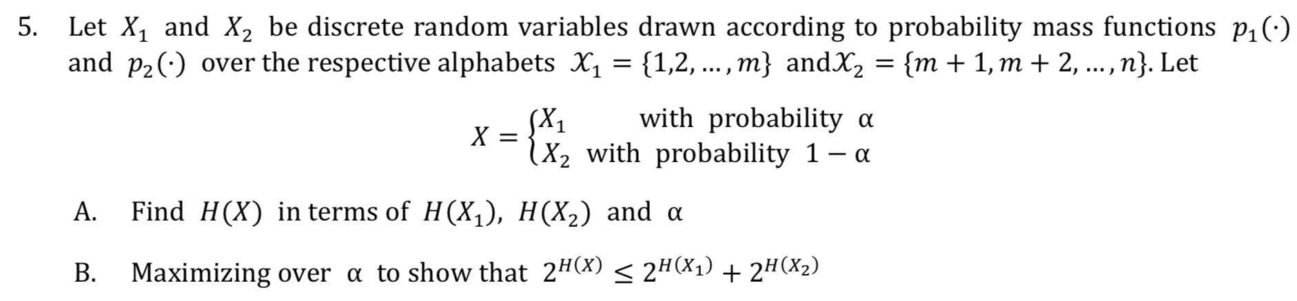 5. Let X1 and X2 be discrete random variables drawn | Chegg.com