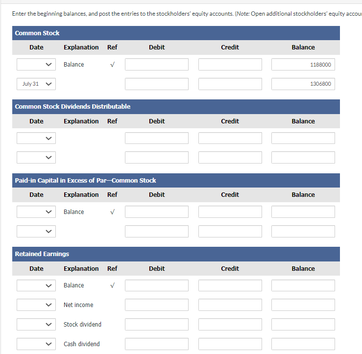 Solved Enter the beginning balances, and post the entries to | Chegg.com
