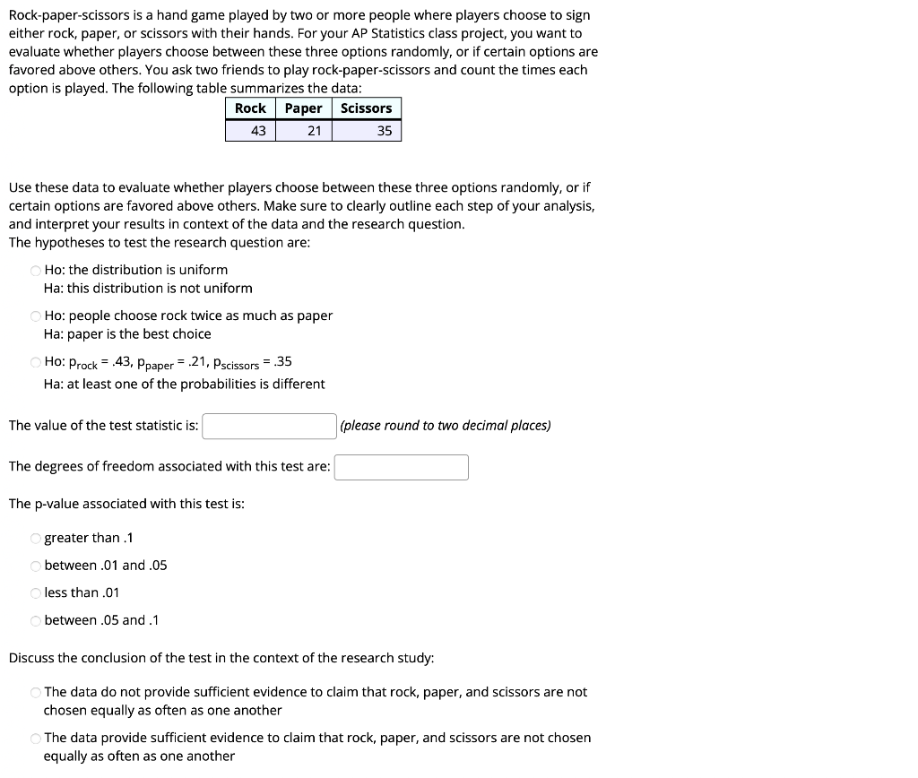 Solved Rock-paper-scissors is a hand game played by two or | Chegg.com
