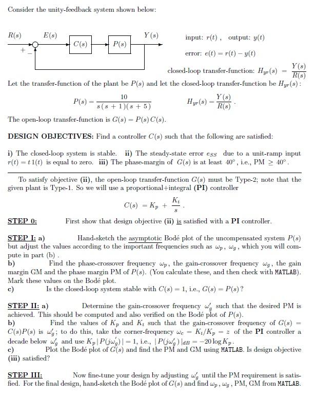 Solved Consider the unity-feedback system shown below: R(S) | Chegg.com