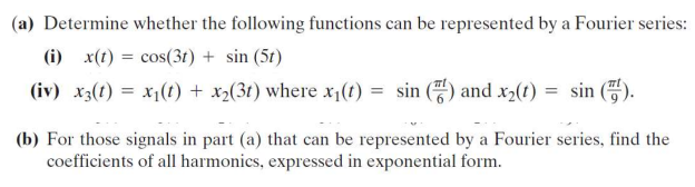 Solved (a) Determine whether the following functions can be | Chegg.com