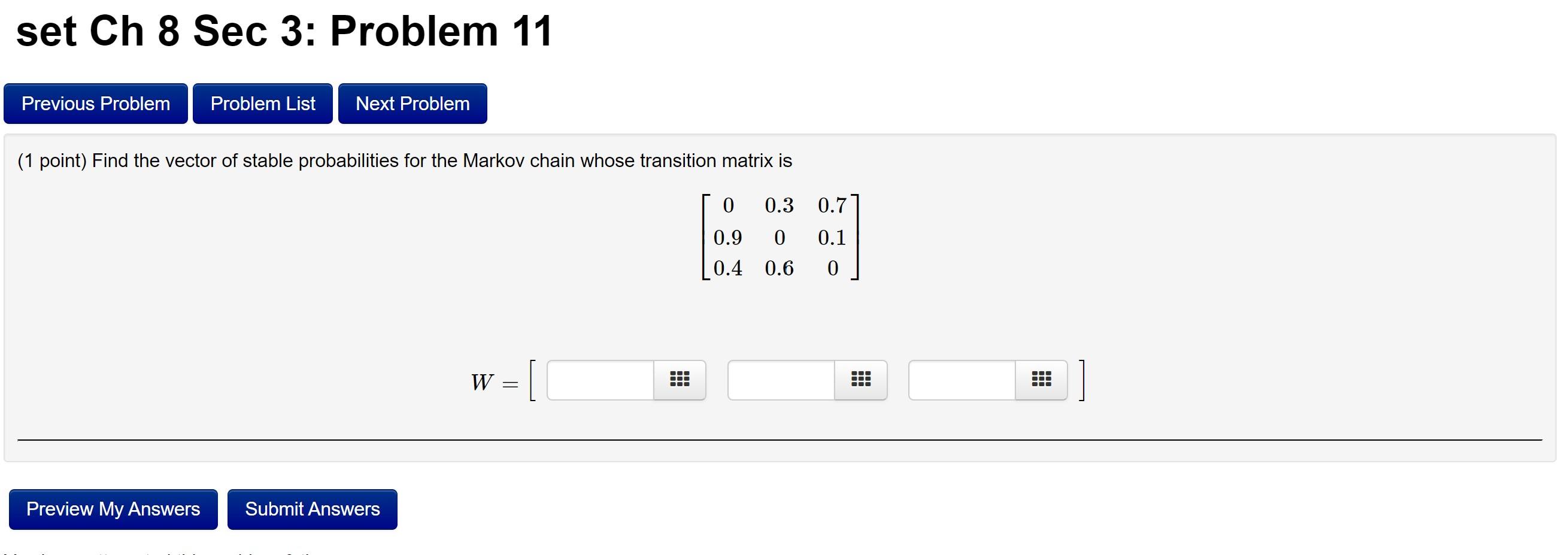 Solved set Ch 8 Sec 3: Problem 11 Previous Problem Problem | Chegg.com