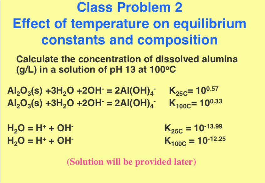 Solved Class Problem 2 Effect of temperature on equilibrium | Chegg.com