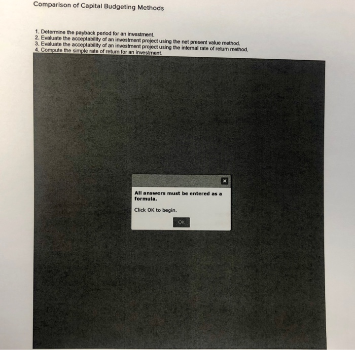 Solved Comparison of Capital Budgeting Methods 1. Determine | Chegg.com