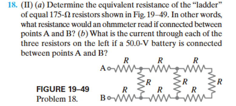Solved 18. (II) (a) Determine the equivalent resistance of | Chegg.com