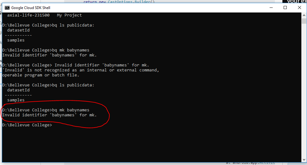 Solved Google Cloud SDK Shell axial-life-231500 My Project | Chegg.com