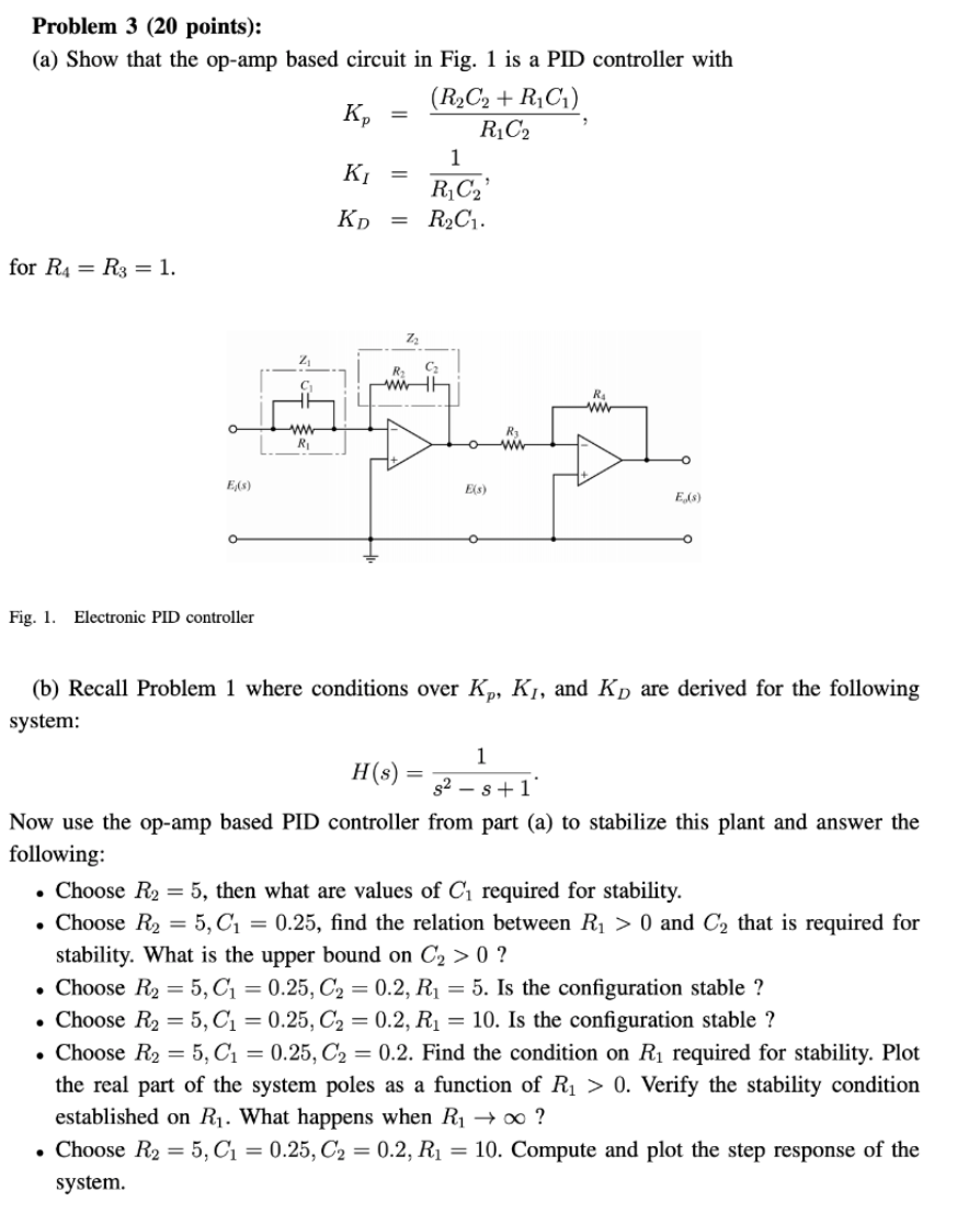 Problem 3 (20 points): (a) Show that the op-amp based | Chegg.com