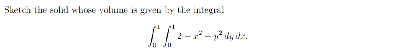 Solved Sketch the solid whose volume is given by the | Chegg.com