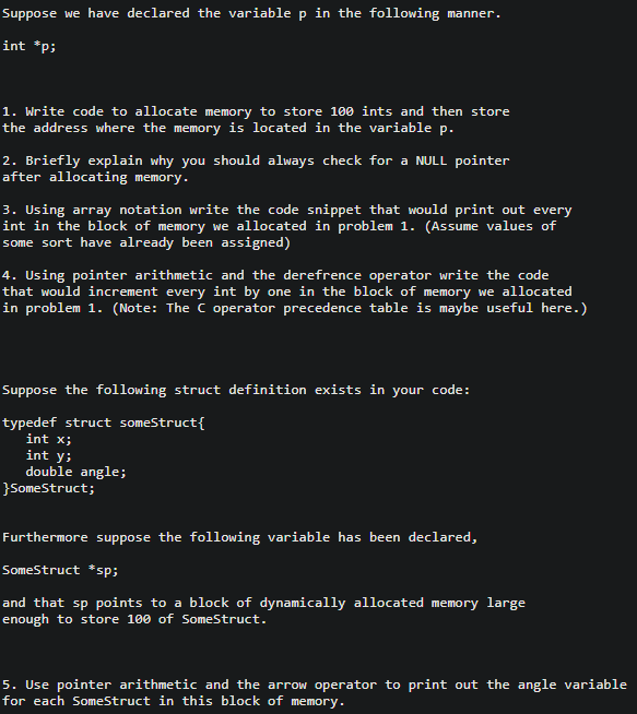 Solved Suppose we have declared the variable p in the | Chegg.com