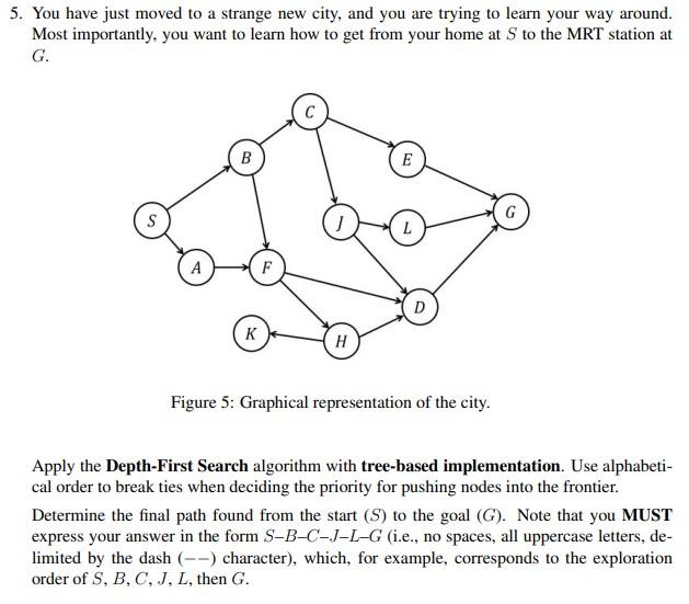 Solved 5. You have just moved to a strange new city, and you | Chegg.com