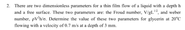 Solved There are two dimensionless parameters for a thin | Chegg.com