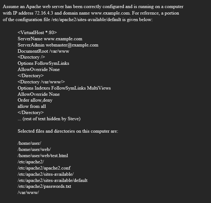 Solved le an Apache web server has been correctly configured | Chegg.com