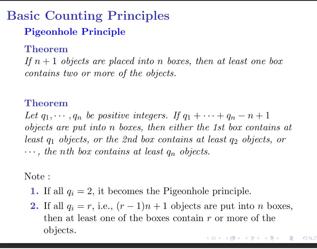 Solved Basic Counting Principles Pigeonhole Principle | Chegg.com