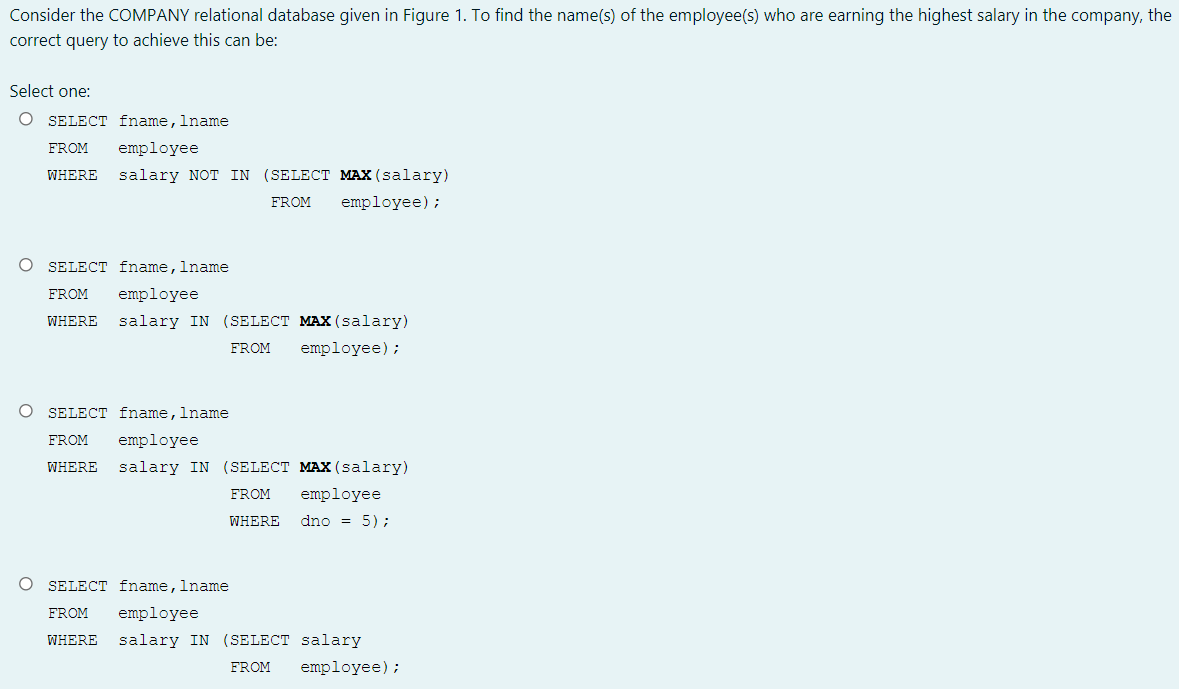 Solved Ssn 5 5 4 EMPLOYEE Fname Minit Lname Bdate Address | Chegg.com