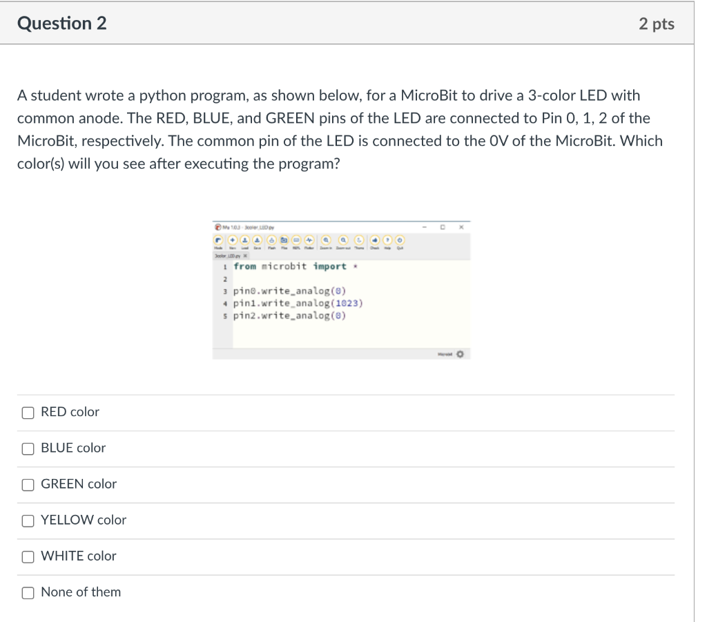 Solved Question 2 2 pts A student wrote a python program, as | Chegg.com