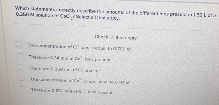 Solved Which statements correctly describe the amounts of | Chegg.com