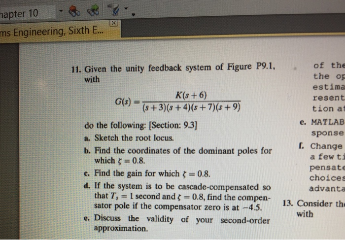Solved Given The Unity Feedback System Of Figure P91 With 