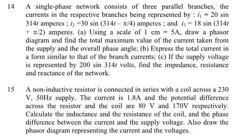 Solved 14 A single-phase network consists of three parallel | Chegg.com