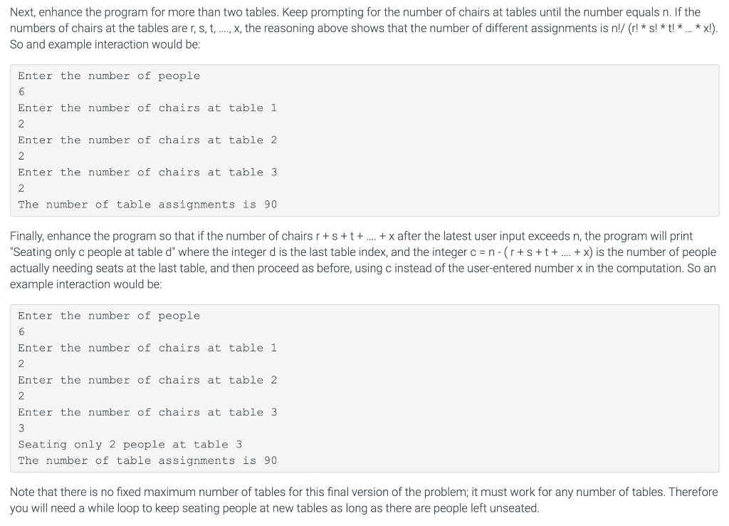 Solved 6.18 Seating a large goup at multiple tables. Suppose | Chegg.com