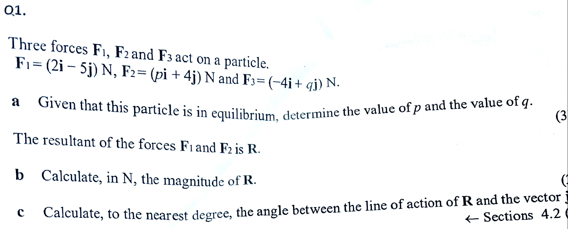 Solved Three forces F1,F2 and F3 act on a particle. | Chegg.com