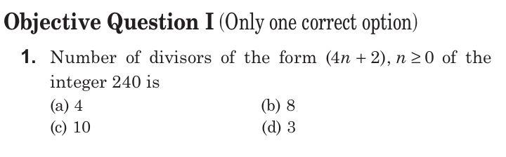 Solved Objective Question I (Only one correct option) 1. | Chegg.com