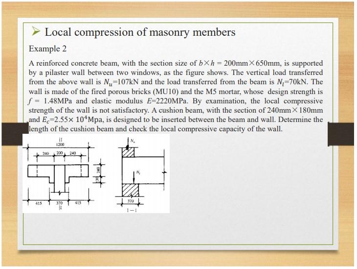 Local compression of masonry members Example 2 A | Chegg.com