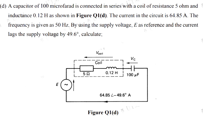 Solved A capacitor of 100 microfarad is connected in series | Chegg.com