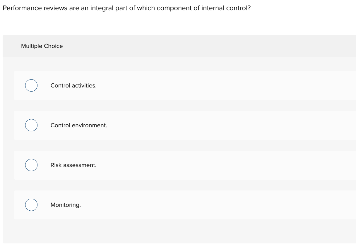 Solved Performance reviews are an integral part of which | Chegg.com