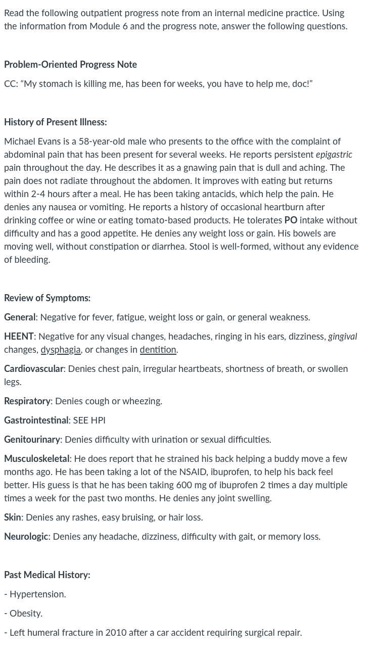 Solved Read the following outpatient progress note from an | Chegg.com