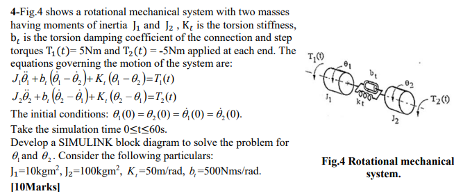 1,60 4-Fig.4 shows a rotational mechanical system | Chegg.com