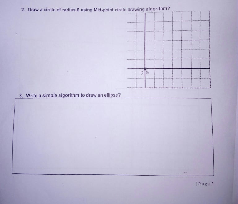 Solved 2 Draw Circle Radius 6 Using Mid Point Circle Drawing Algorithm 3 Write Simple