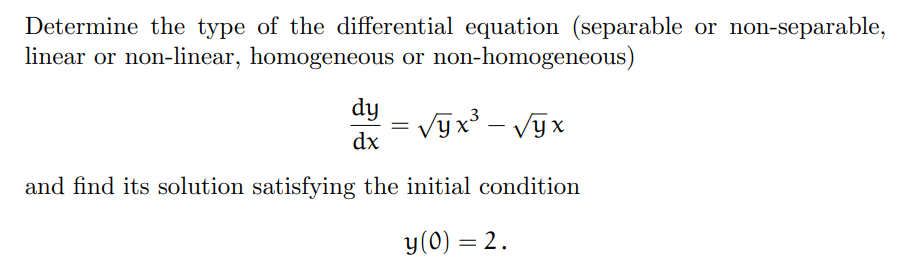 Solved Determine the type of the differential equation | Chegg.com