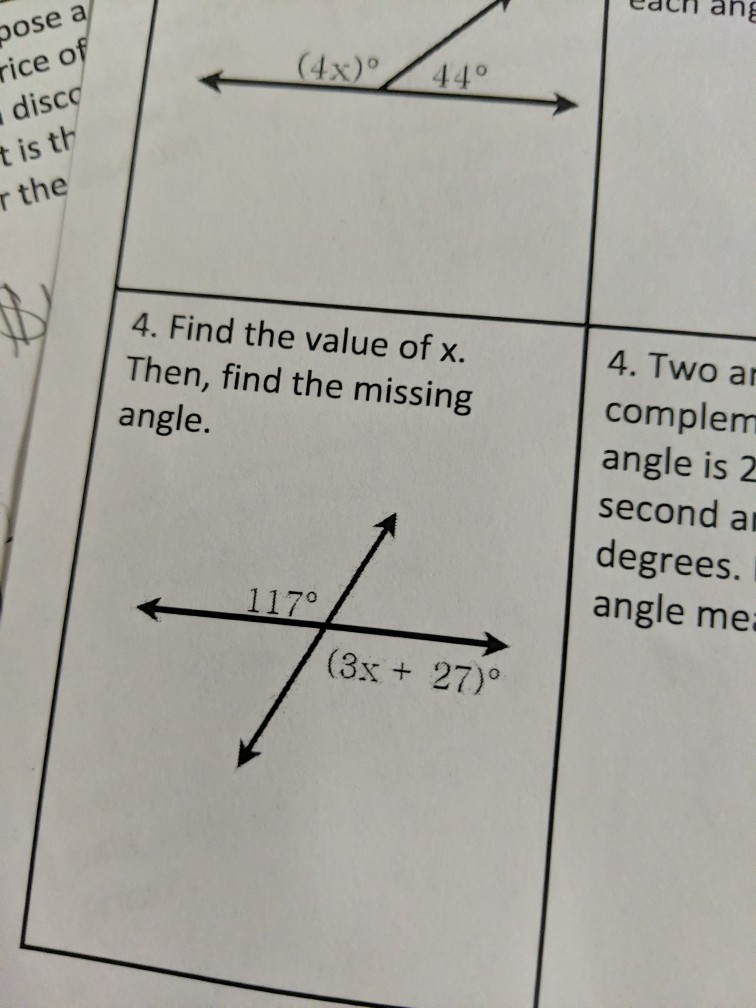 Solved (4x)/44° se a e of isco sth. the 4. Find the value of | Chegg.com