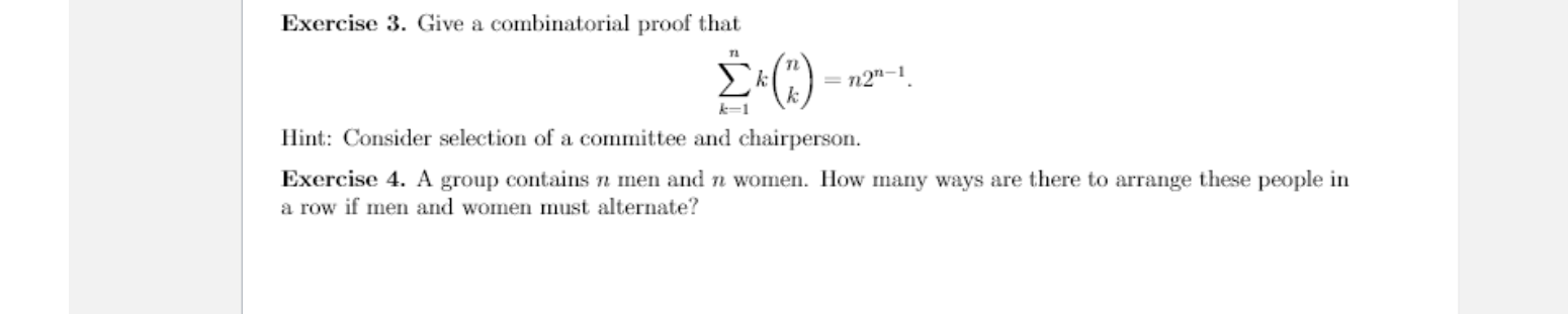 Solved Exercise 3. Give a combinatorial proof that &*(*) | Chegg.com