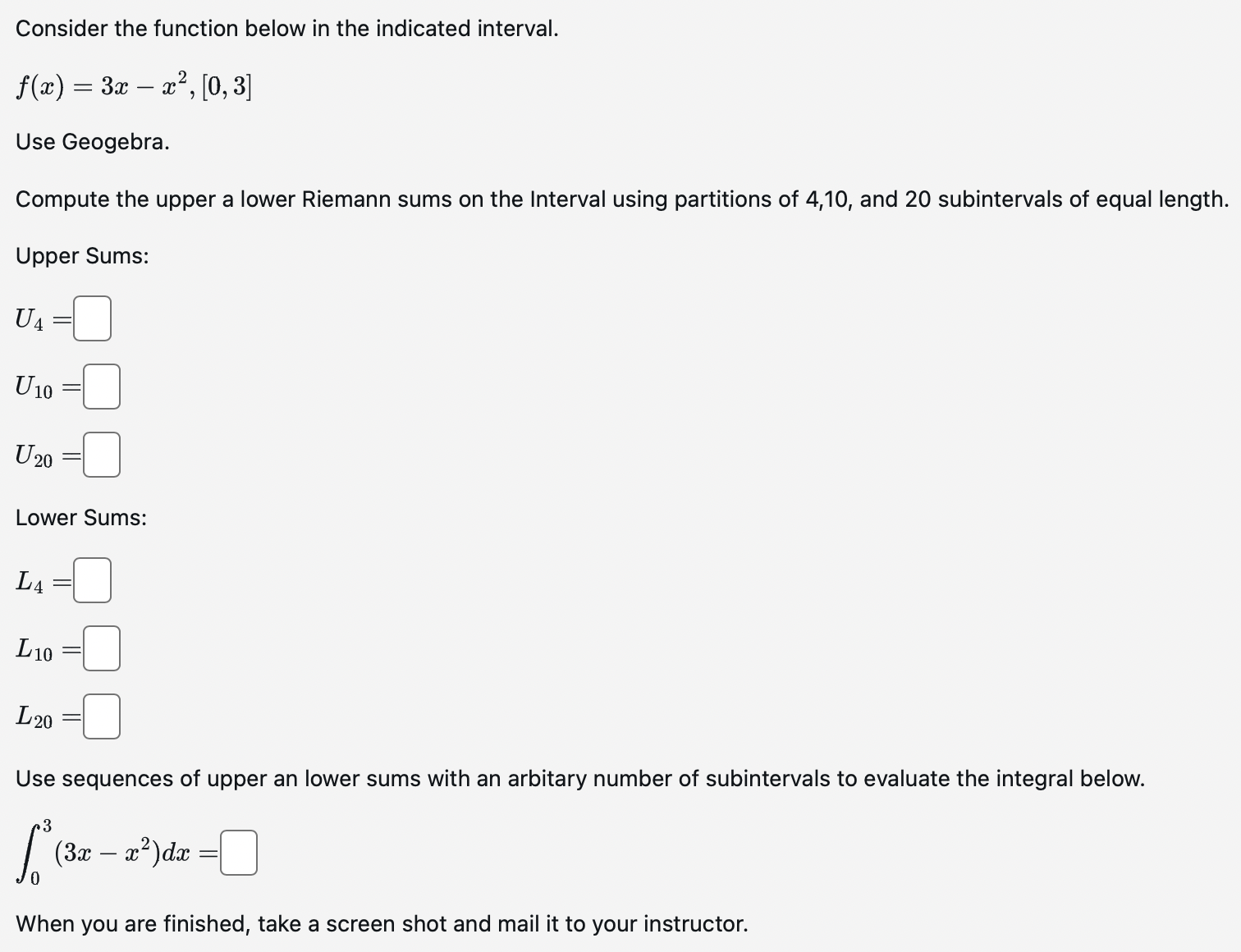 Solved Use sequences of upper an lower sums with an arbitary | Chegg.com