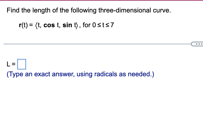 Solved Find the length of the following three-dimensional | Chegg.com