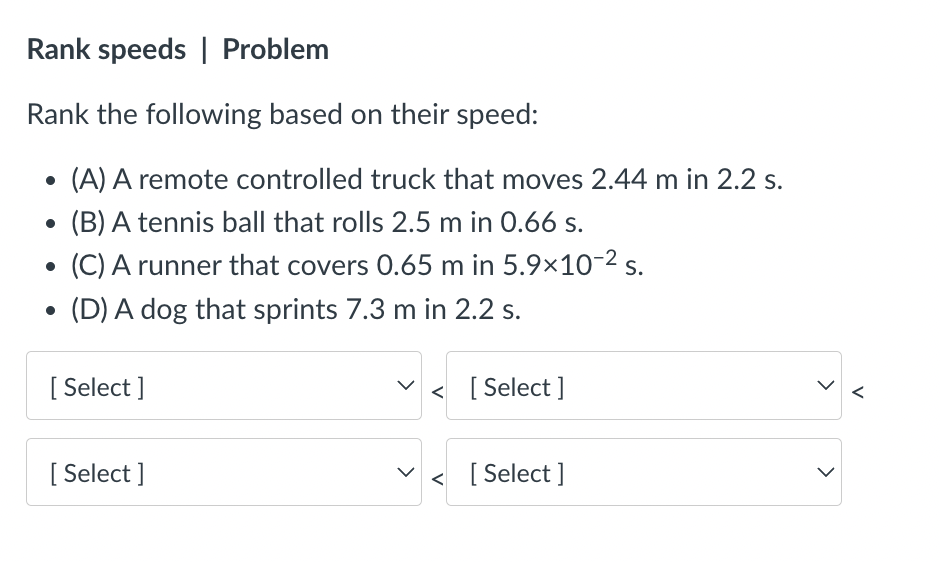 Solved Rank speeds | Problem Rank the following based on | Chegg.com