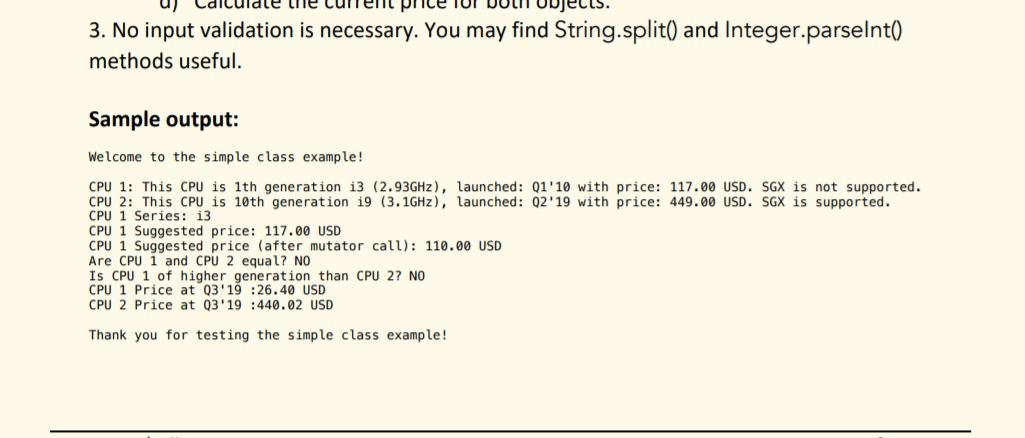 Question 2 (Simple Class) 1. Define a class named CPU | Chegg.com