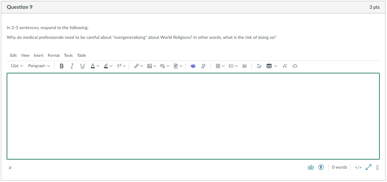 Solved Question 9 3 pts In 2-3 sentences, respond to the | Chegg.com