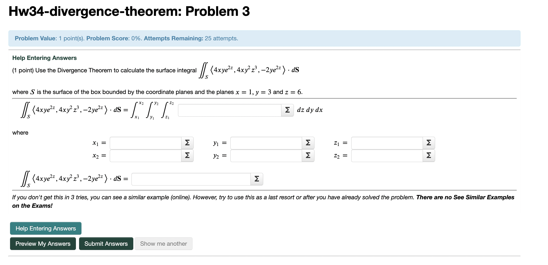 Solved Hw34-divergence-theorem: Problem 3 Problem Value: 1 | Chegg.com