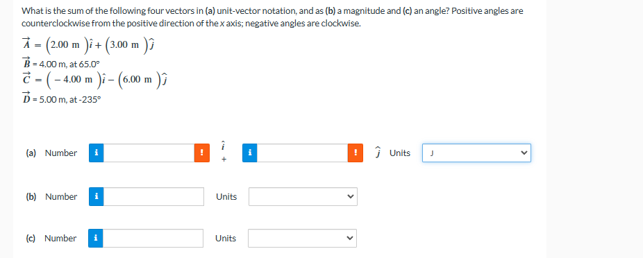 Solved What is the sum of the following four vectors in (a) | Chegg.com