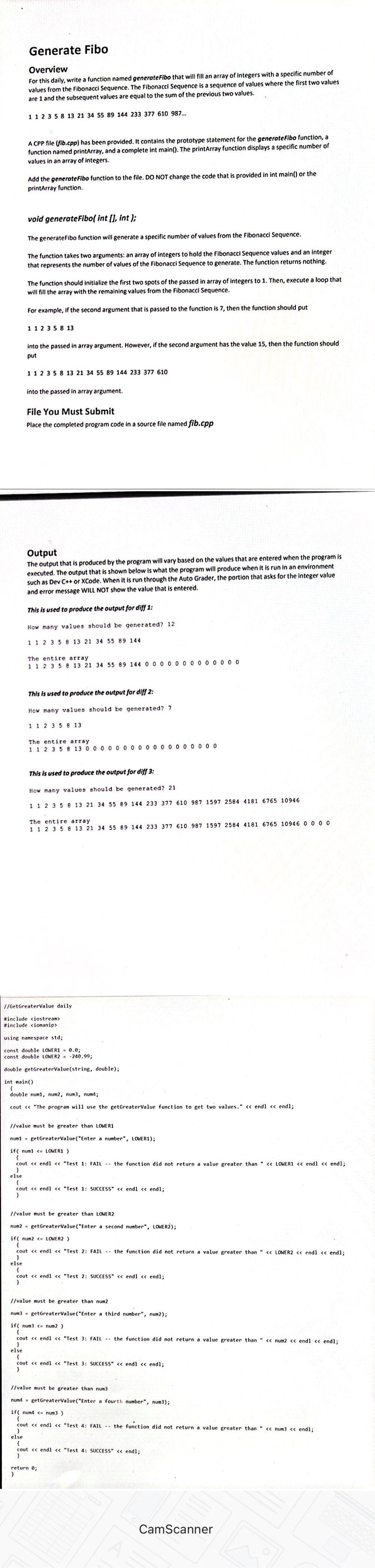 Solved Generate Fibo Overview Values From The Fibonacci Chegg