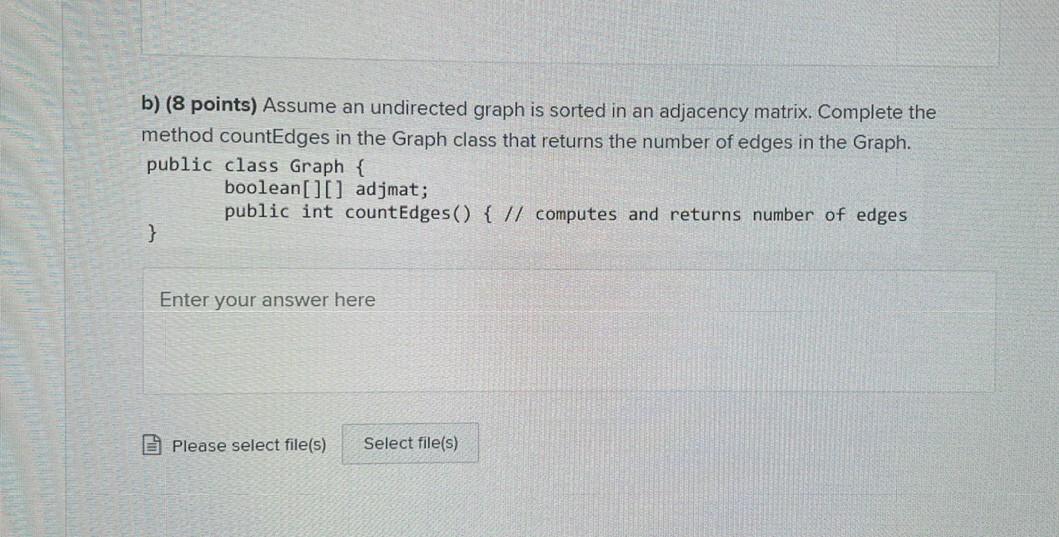 Solved Q4 Problem 4 - Undirected Graphs 20 Points a) (12 | Chegg.com