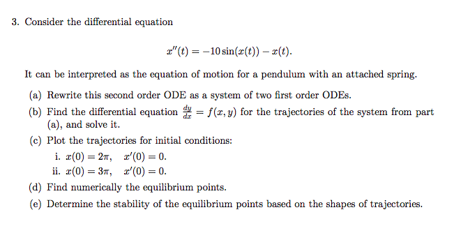 Solved 3. Consider the differential equation z"(t) = -10 | Chegg.com