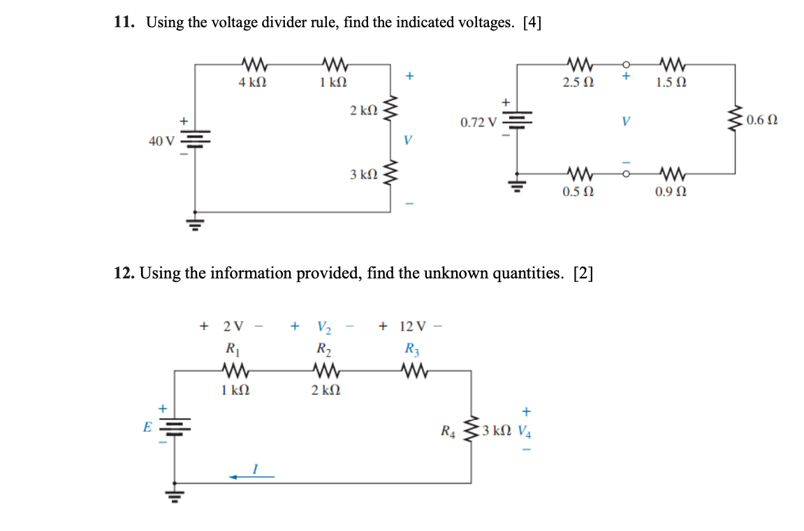 Solved 11. Using the voltage divider rule, find the | Chegg.com