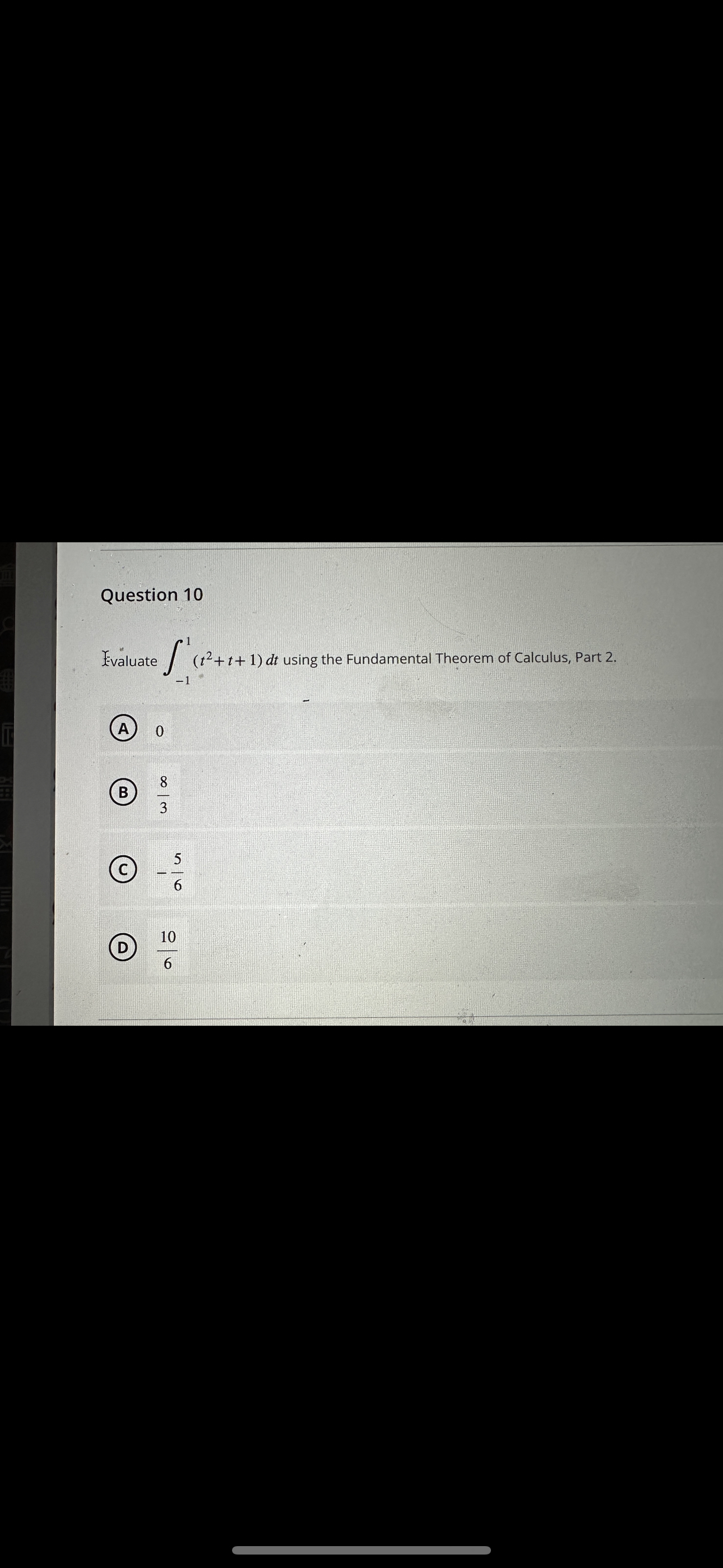Solved Evaluate ∫−11(t2+t+1)dt using the Fundamental Theorem | Chegg.com