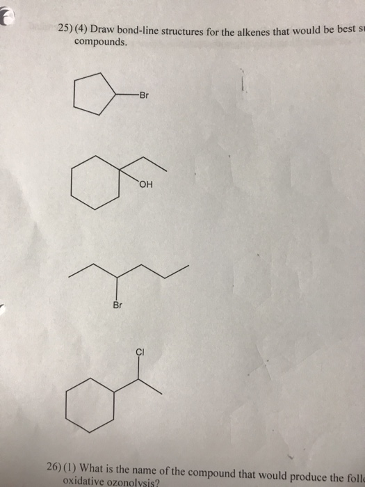Solved Draw bond-line structures for the alkenes that would | Chegg.com