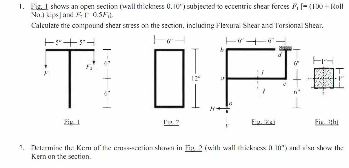 Solved 1. Fig. I shows an open section (wall thickness | Chegg.com