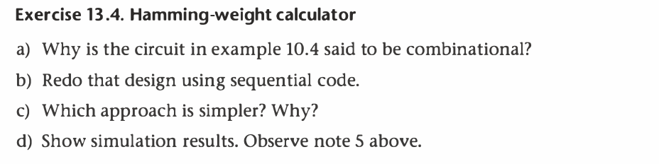 Solved Exercise 13.4. Hamming-weight calculator a) Why is | Chegg.com