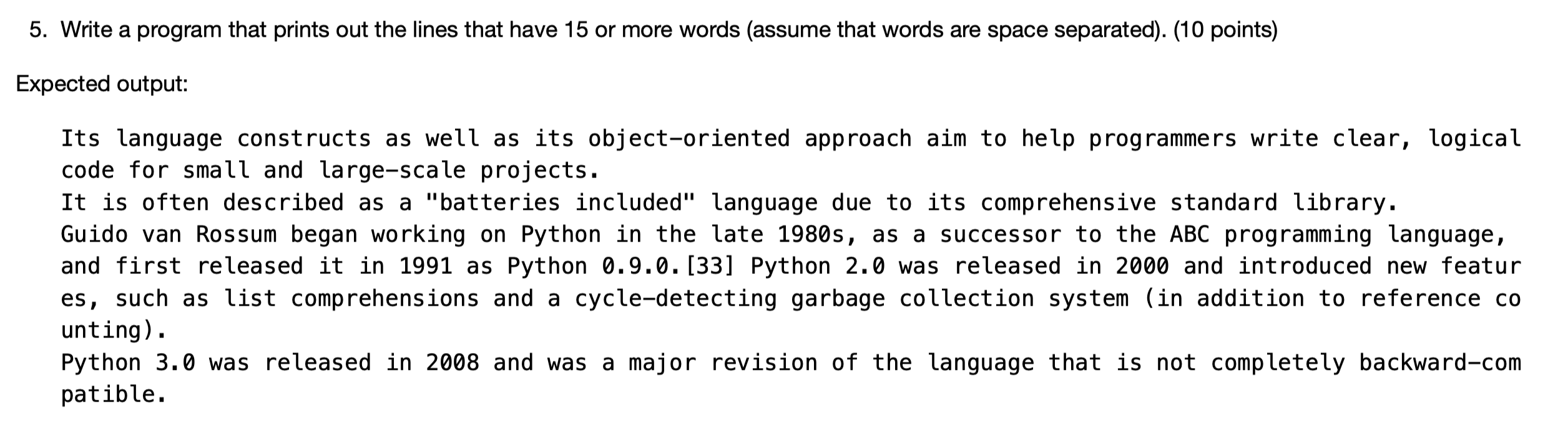 Solved 1. Write a program that prints out lines of a file in | Chegg.com